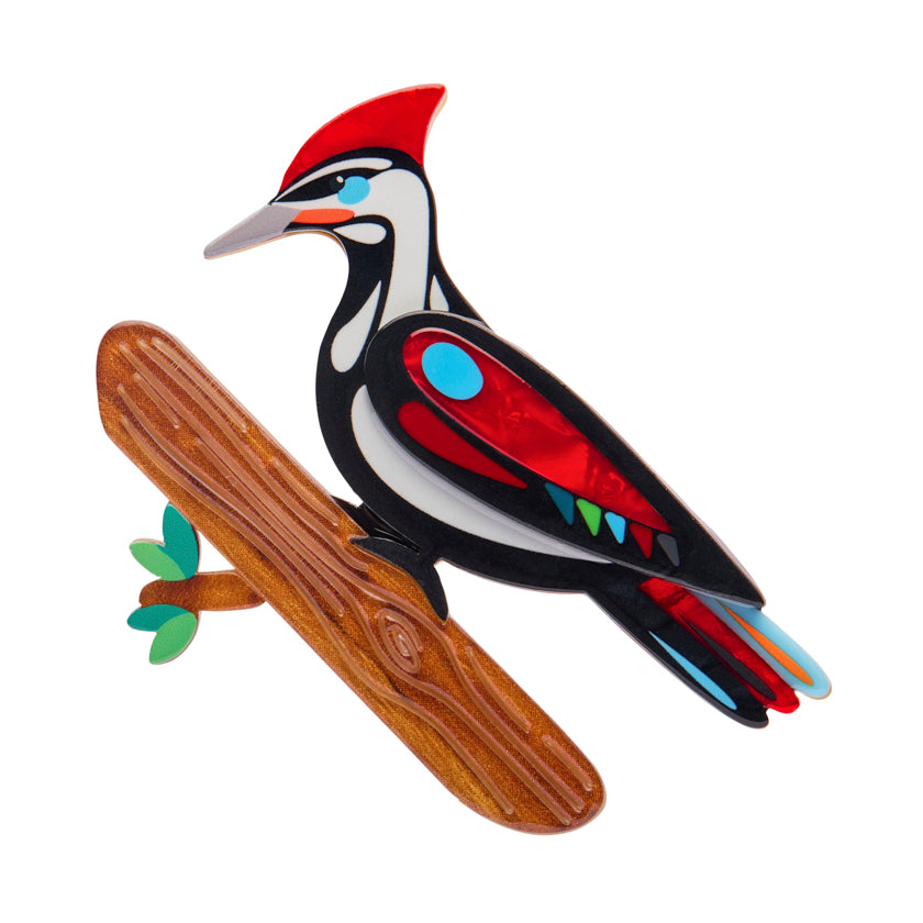 Erstwilder X Pete Cromer - The Persistent Pileated Woodpecker Brooch