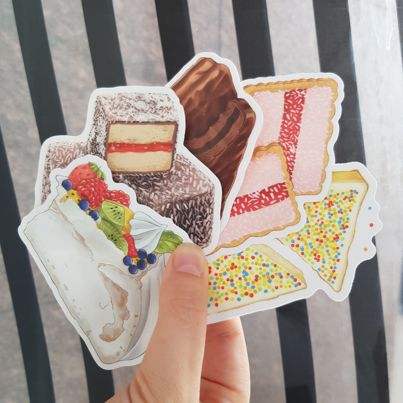 Food Stickers - Fairy Bread Decals, Tim Tams, Iced Vovos Stickers